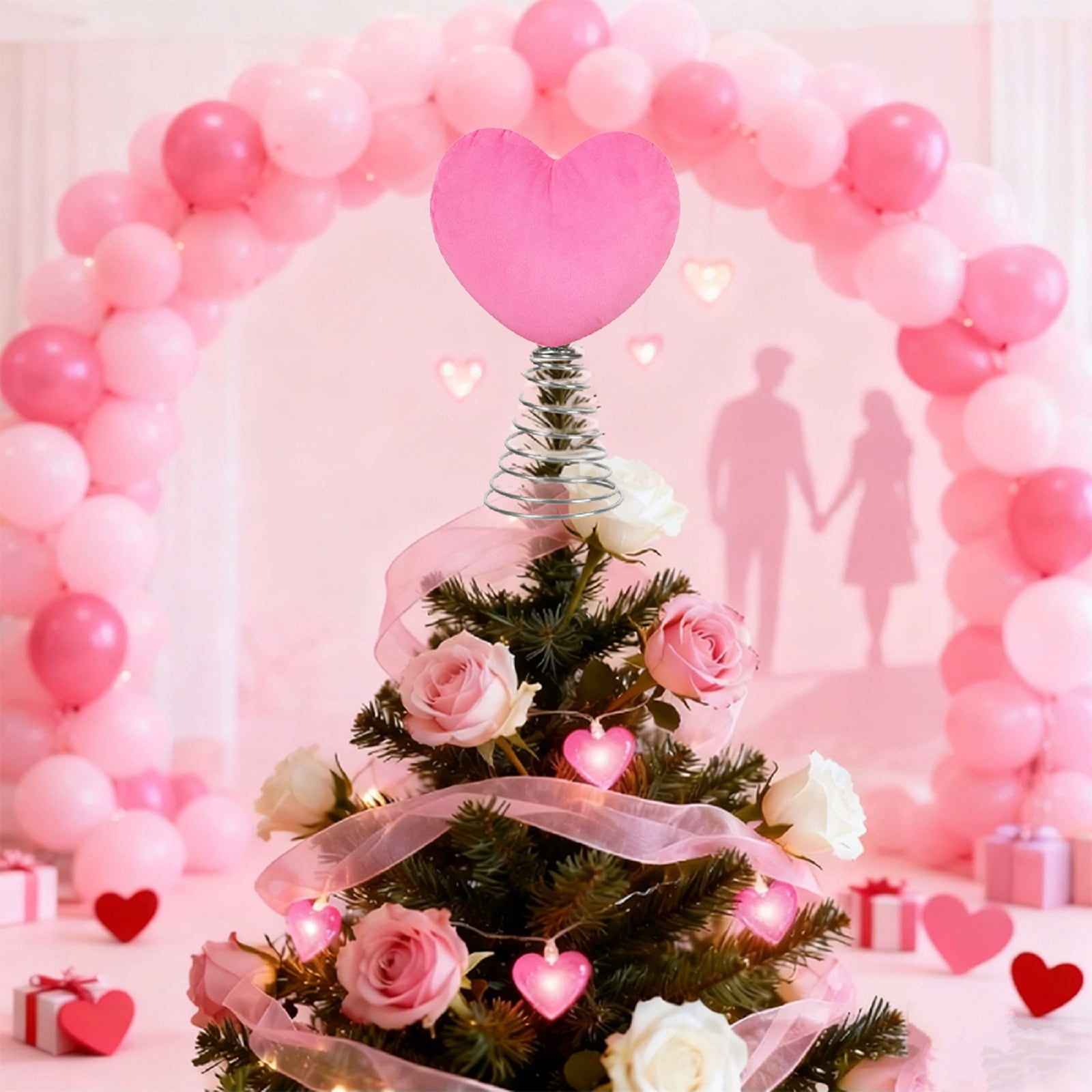Heart Tree Topper Valentines Day Decorations, 8" Plush Heart Shape Tree ...