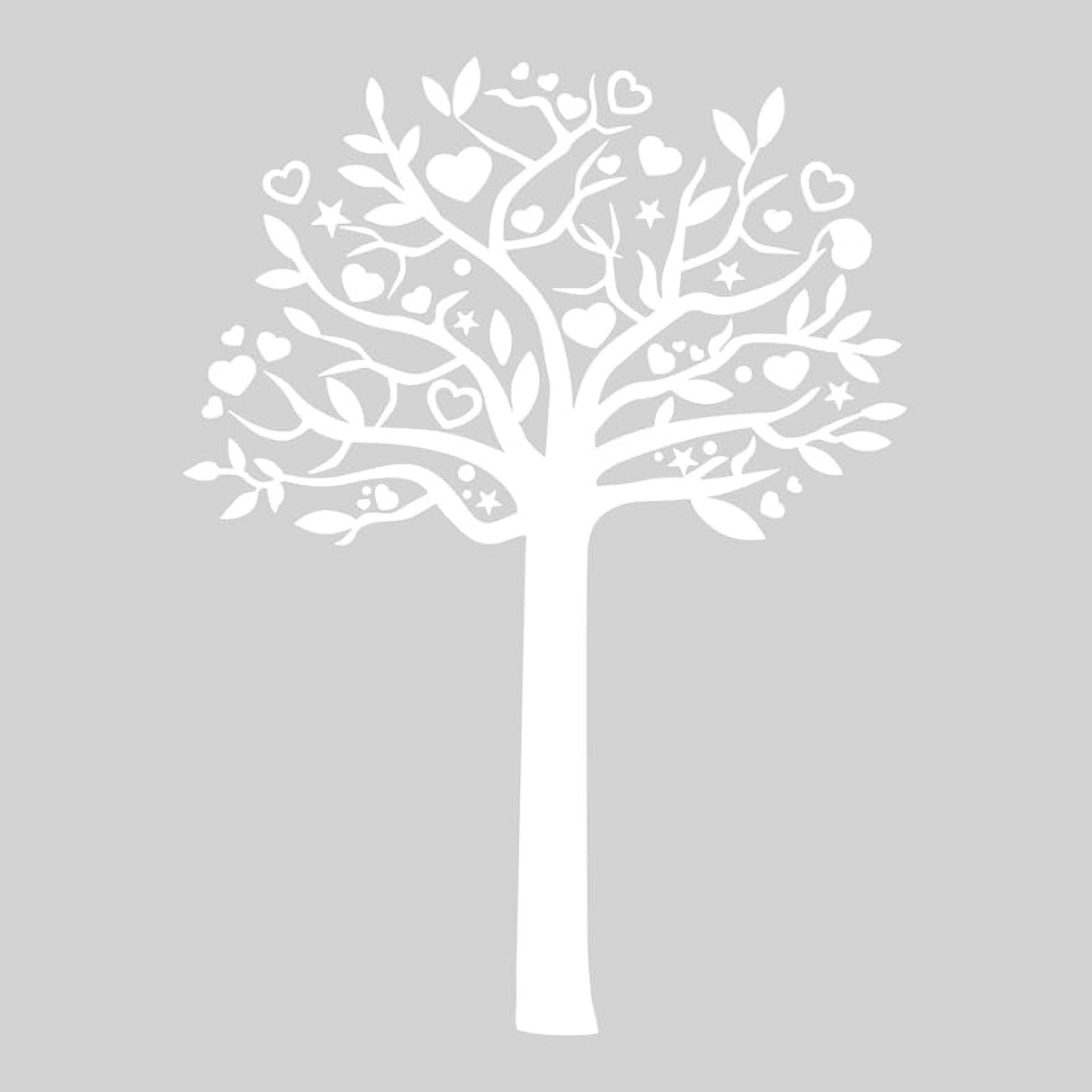 Heart Tree Wall Decal White Tree Removable Wall Stickers with Stars ...