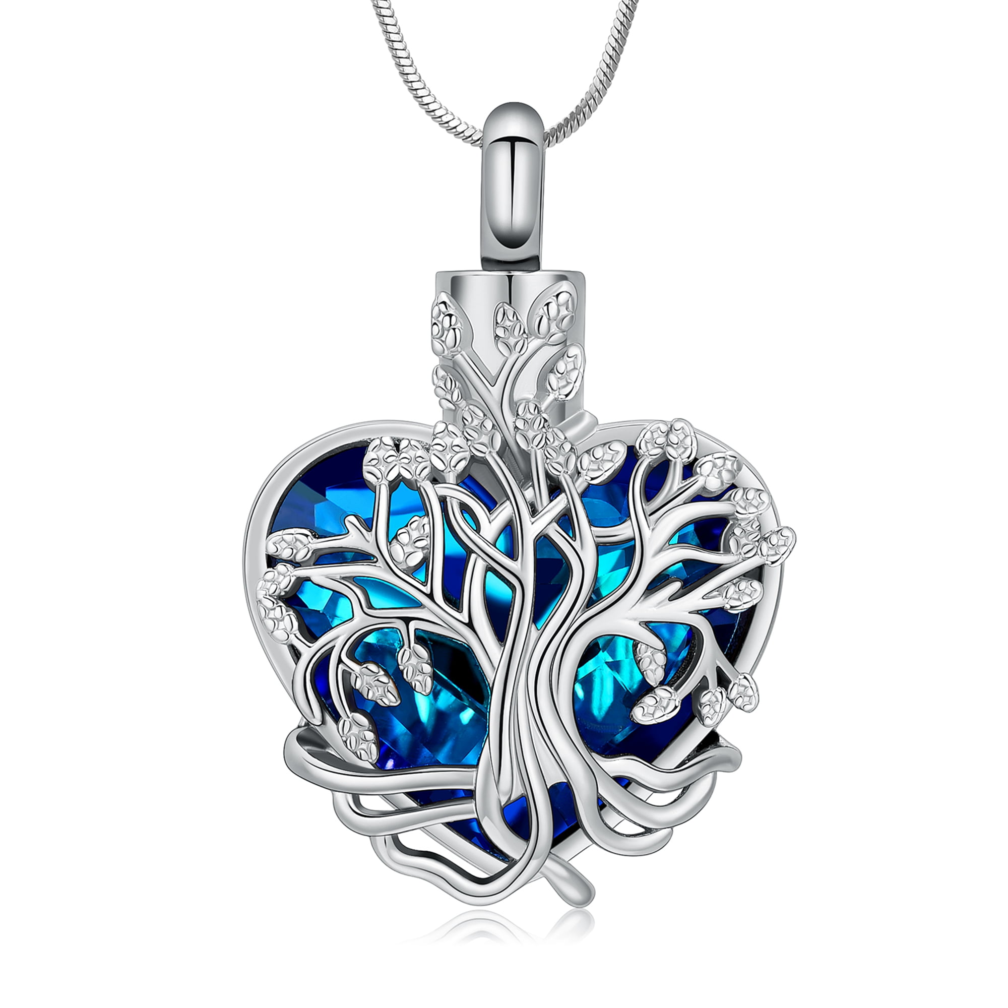 Heart Urn Ashes Necklace for Women Tree of Life Cremation Crystals Ash ...