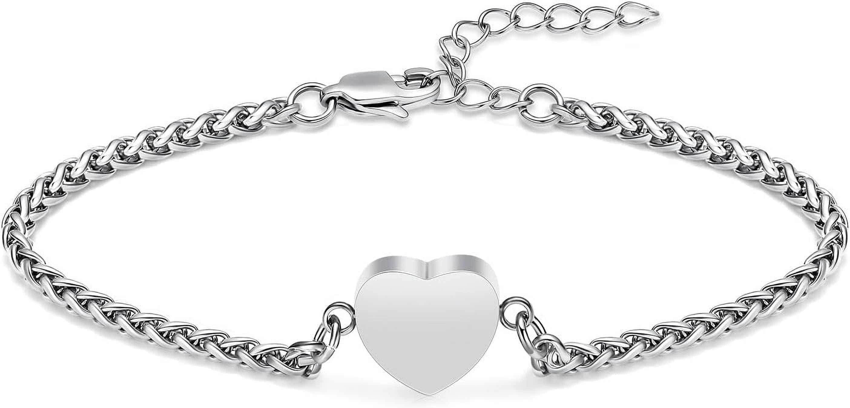 Heart Urn Bracelet for Ashes - Stainless Steel Cremation Bangle for ...