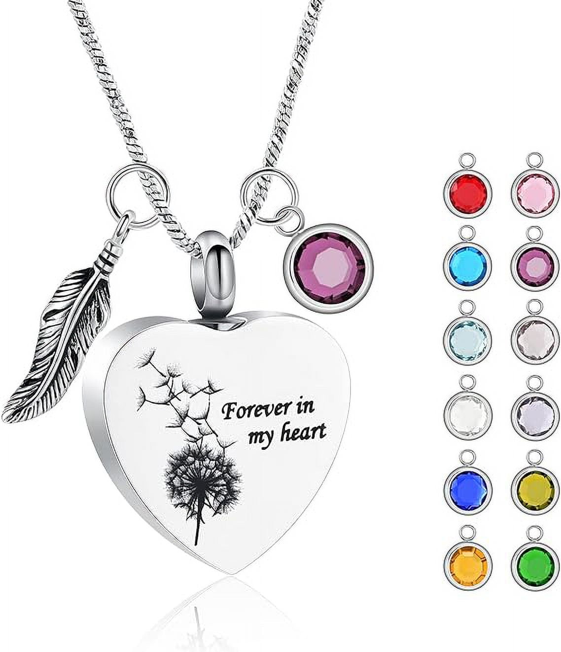 Heart Urn Cremation Jewelry Dandelion Urn Necklace for Ashes with 12 ...