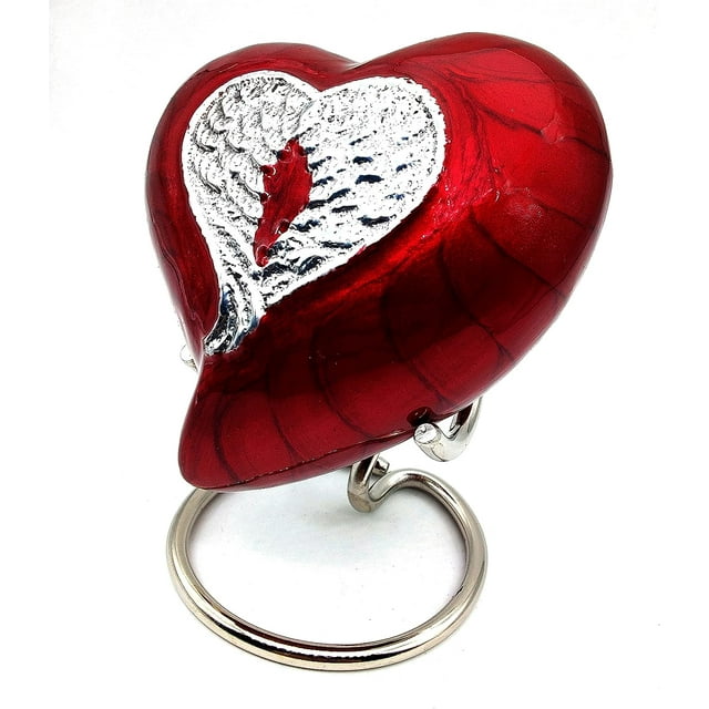 Heart Urn for Human Ashes - RED Angel Wings Heart Cremation Urn for ...