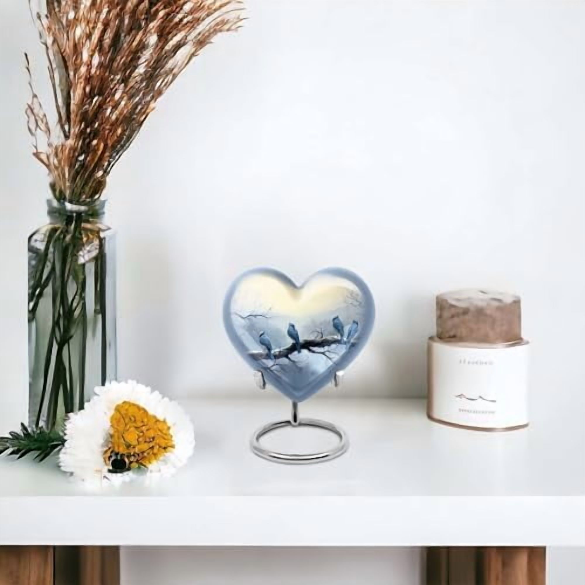 Heart Urn for Human Ashes, Winter Perch Blue Jays Urn for Ashes, Urns ...