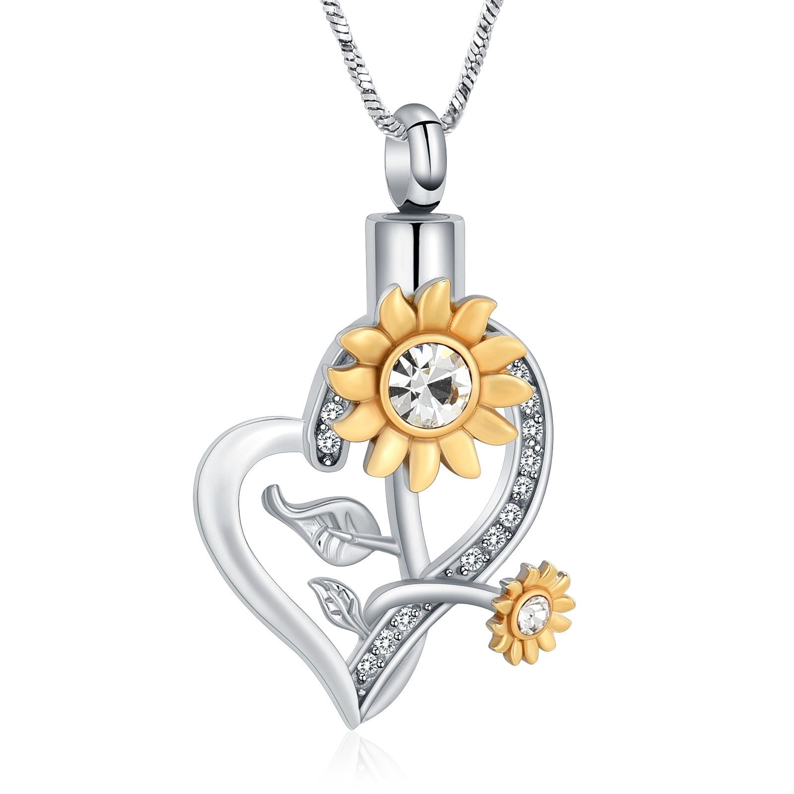 Heart Urn Necklace for Ashes Sunflower Cremation Jewelry for Women ...