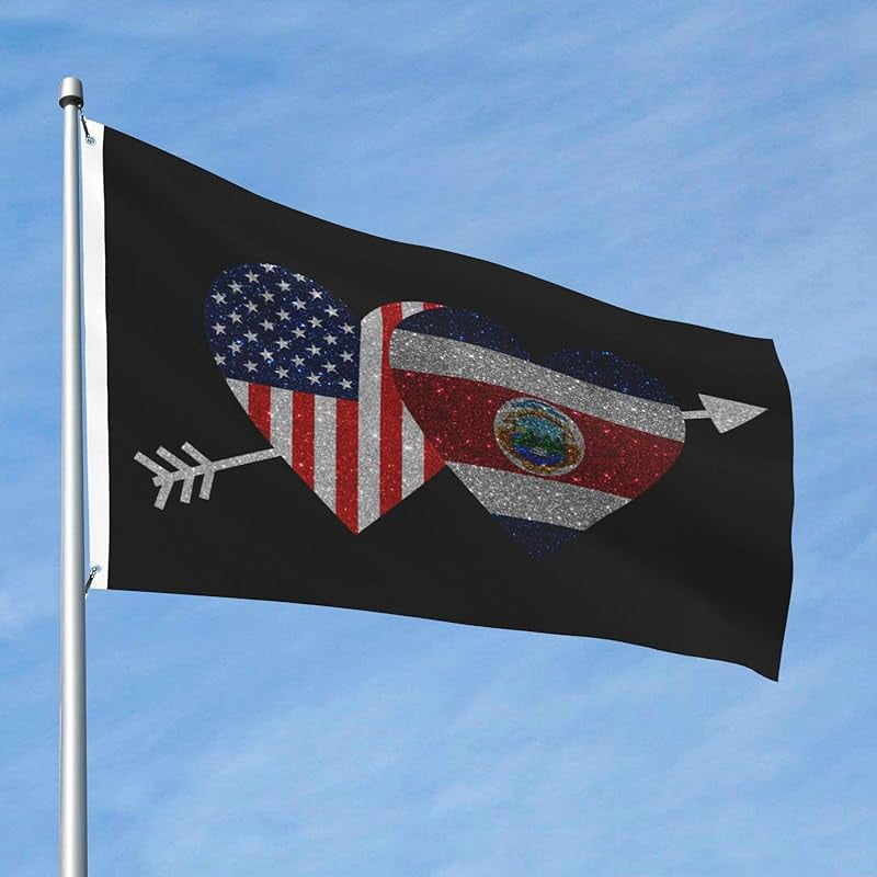 Heart Usa American And Costa Rica Flag 2x3 Ft Outdoor Flag Double-Sided ...