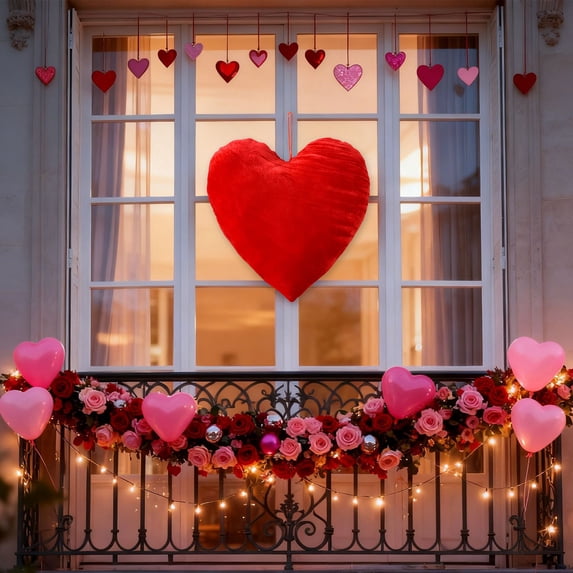 Heart Vine Hanging Ornament Red | Valentine's Day Decorative Rattan ...