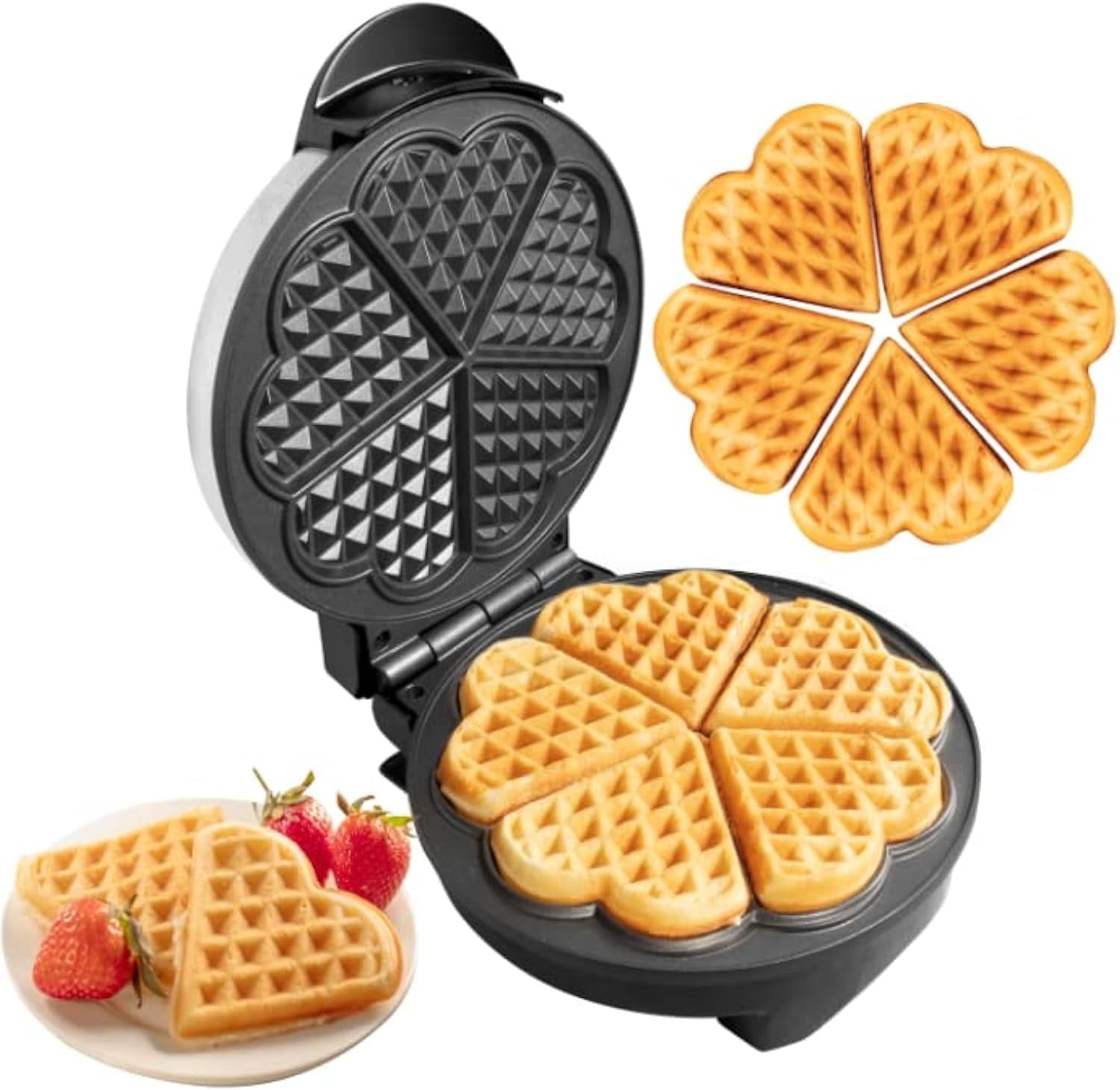 Heart Waffle Maker- Make 5 Heart Shaped Waffles for Mothers Day Loved ...