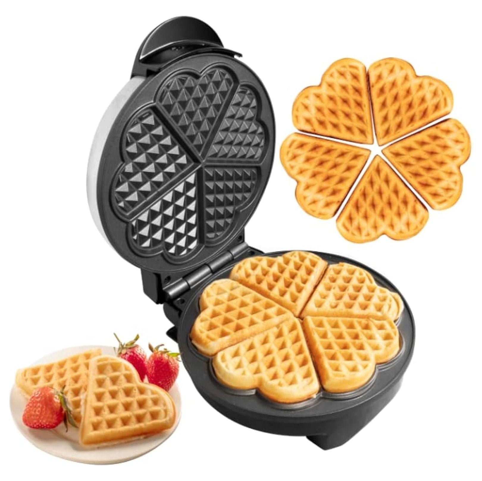 Heart Waffle Maker- Make 5 Heart Shaped Waffles for Special Loved Ones ...