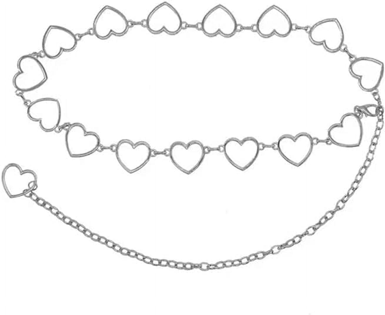 Heart Waist Chain Belt with Long Tassel Tail Body Belly Chains Silver ...