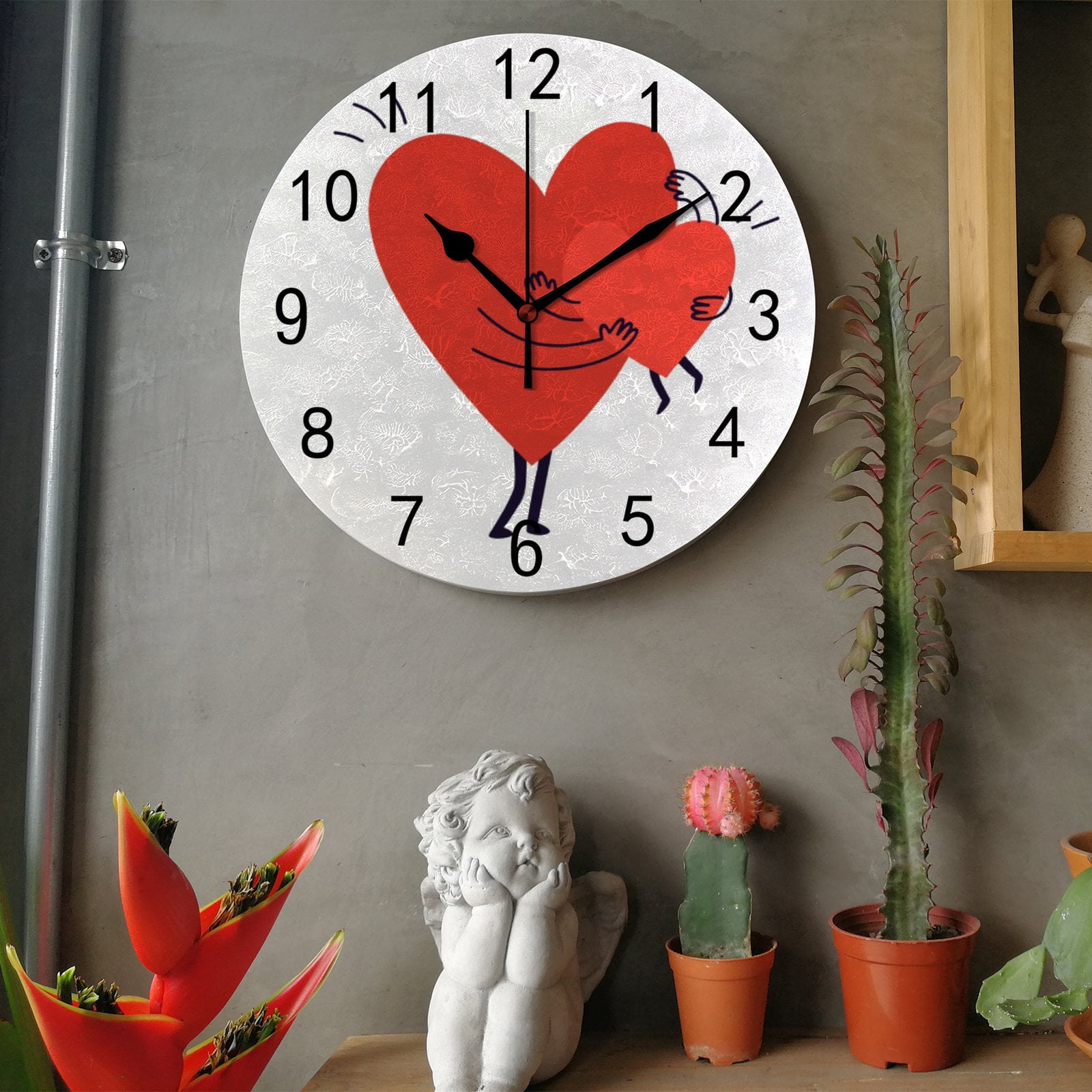Heart Wall Clock, 10 Inch Silent Non Ticking Wall Clocks Battery ...