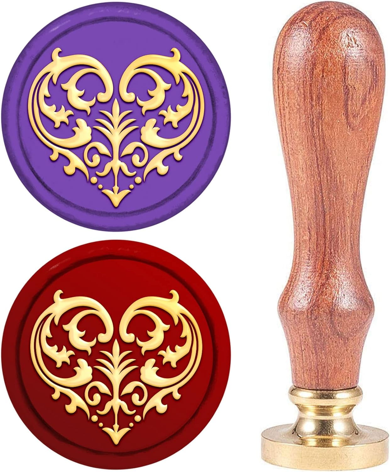 Heart Wax Seal Stamp Copper 25mm Vintage Detachable Sealing Stamp Brass Pattern Stamp Head with ...