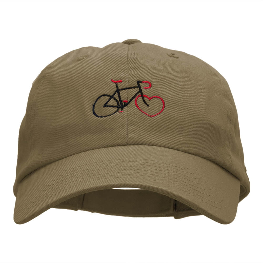 Heart Wheel Bike Embroidered Cotton Twill Cap - Khaki OSFM - Walmart.com
