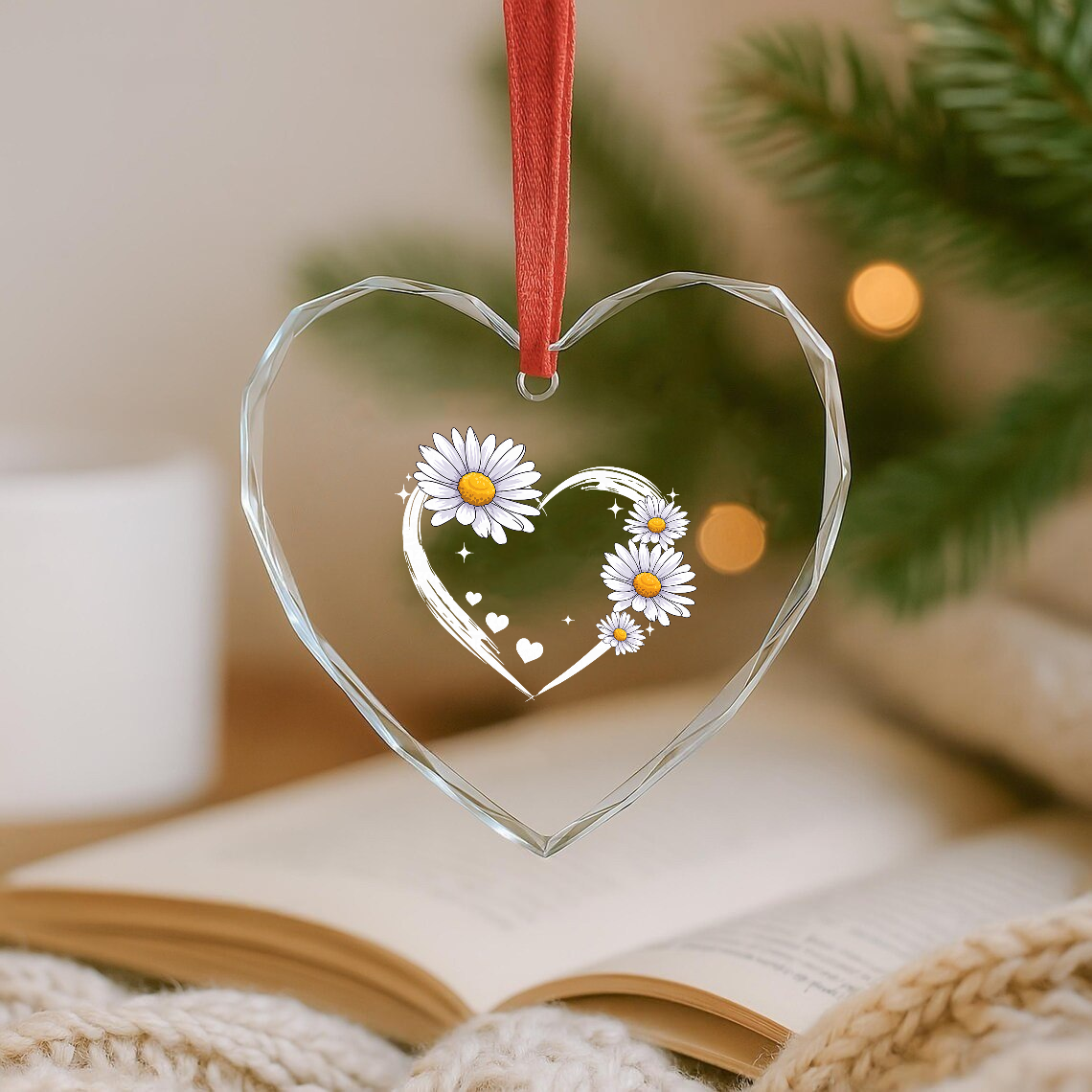Heart With Daisy Flowers Daisies With Heart Outline Ornament, Home ...