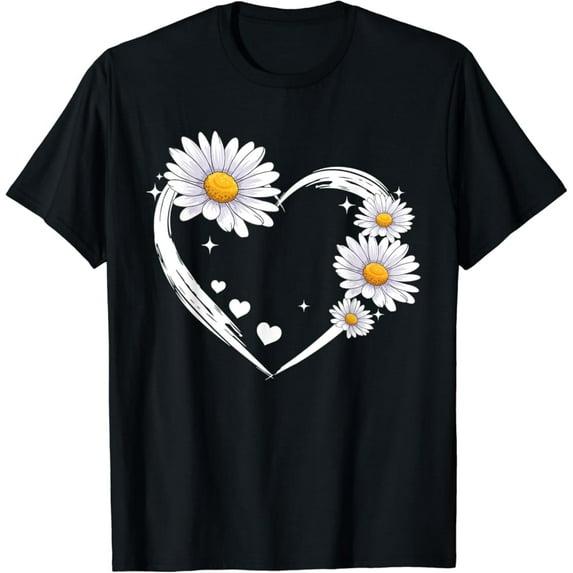 Heart With Daisy Flowers, Daisies With Heart Outline T-Shirt, F713 Sweatshirt All Size S-5XL ...