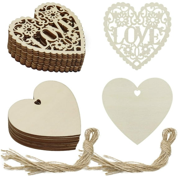 Heart Wood Slices for Mother's Day Craft DIY Hanging decor Unfinished Natural Wooden Wedding ...