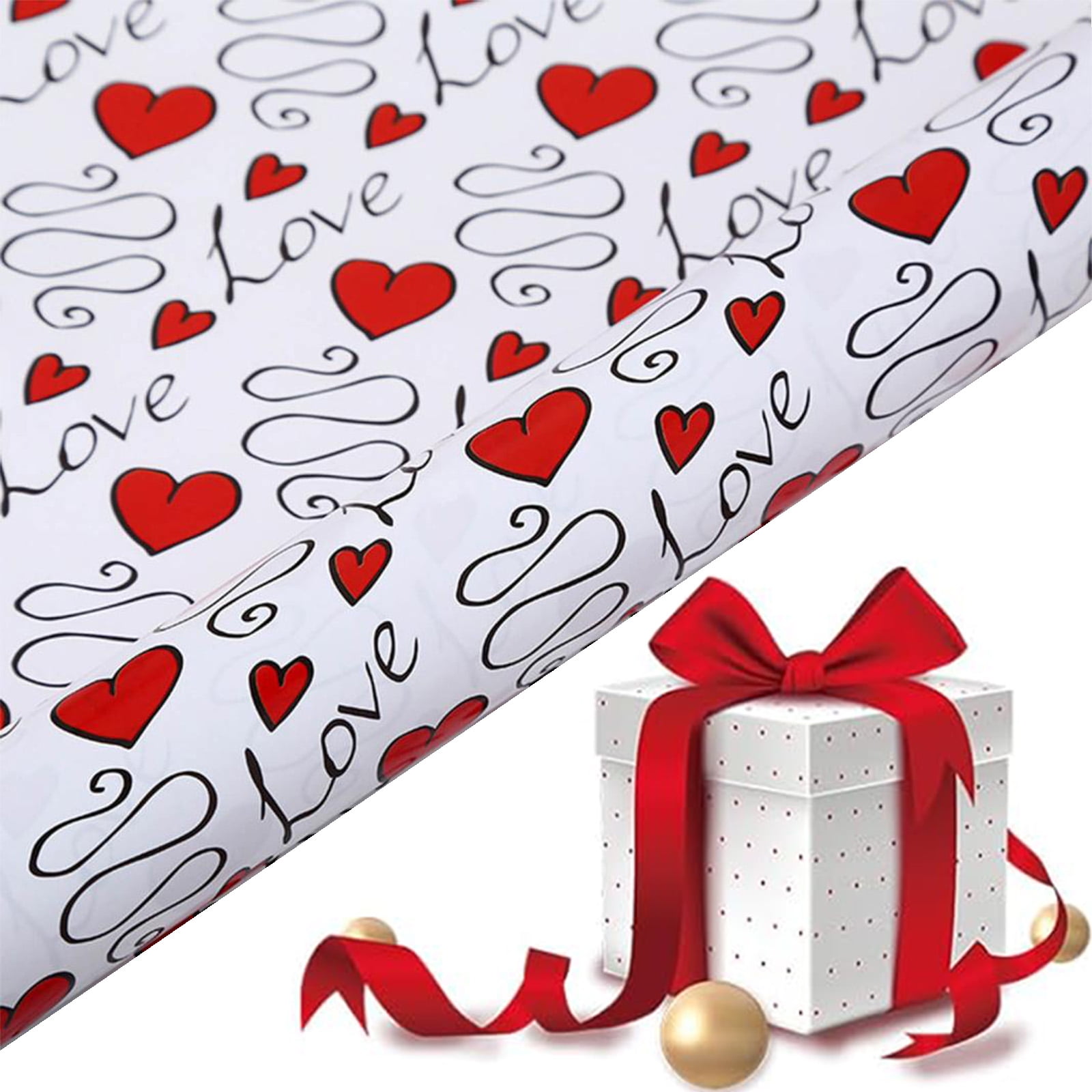 Heart Wrapping Paper,Valentines Day Wrapping Paper,Pink And Red ...