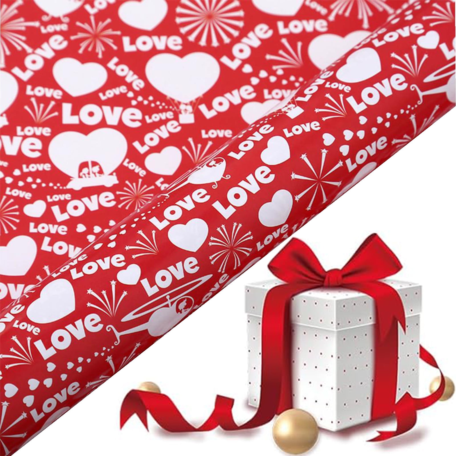 Heart Wrapping Paper,Valentines Day Wrapping Paper,Pink And Red ...