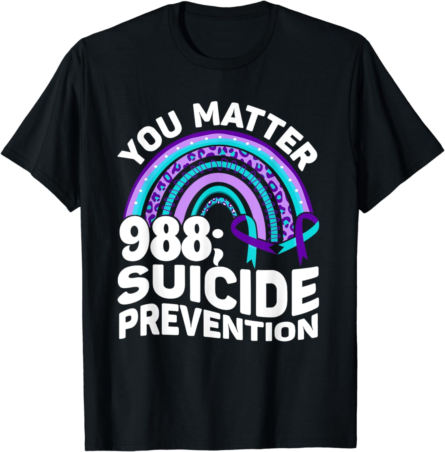 Heart You Matter 988 Suicide Prevention Awareness Rainbow T-Shirt ...