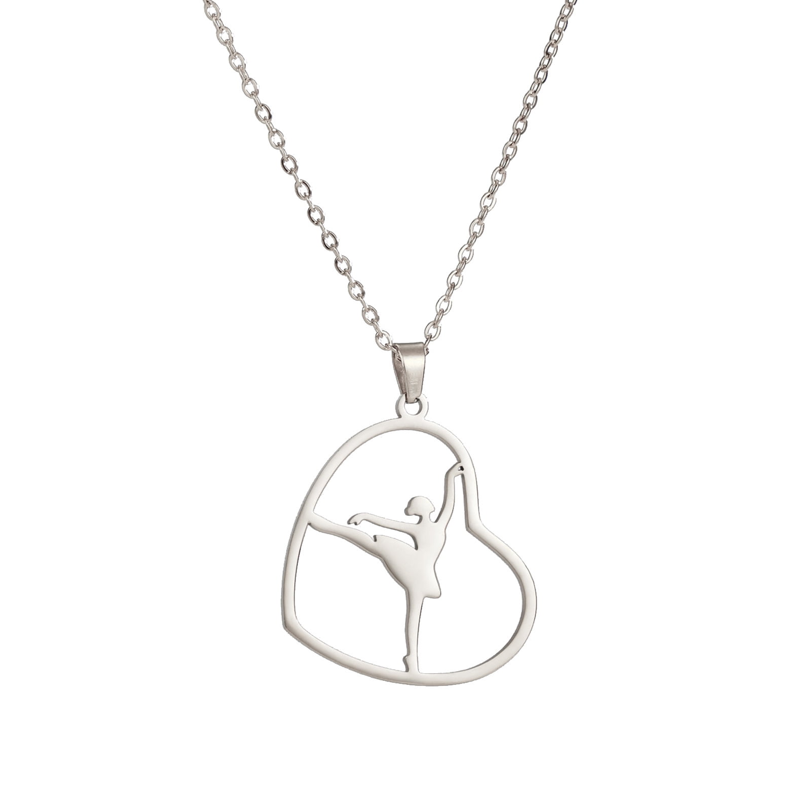 Heart and Gymnastics Charm Necklace Ballet Pendant Necklace Adjustable ...