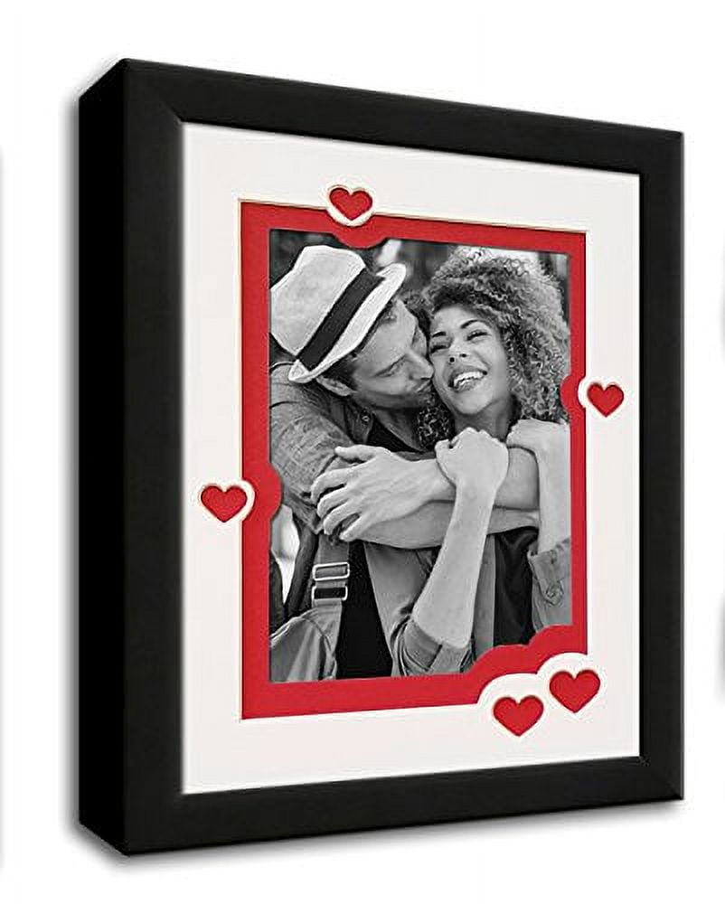 Heart and Love Picture Frame - Black Wood Frame With Heart Shaped ...
