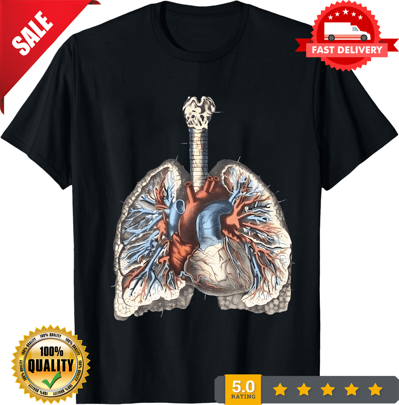 Heart and Lungs Anatomy, Medical, Nurse, Unisex Jersey Short Sleeve Tee ...