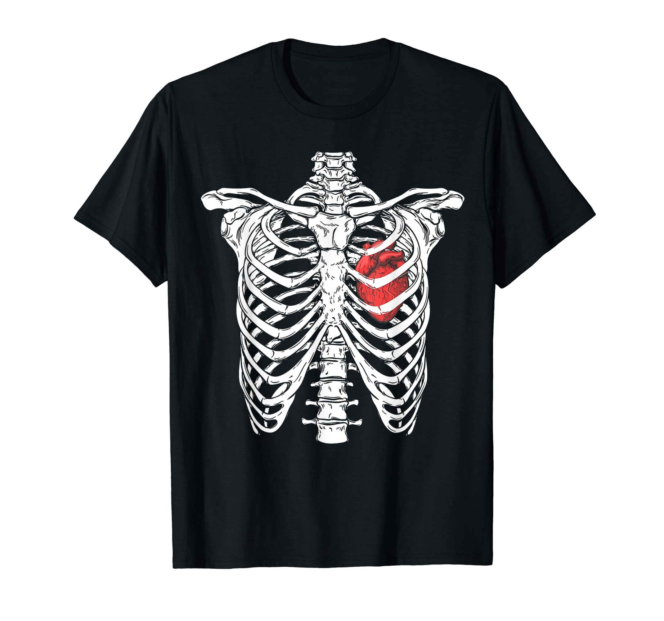 Heart And Ribcage Nurse Funny Skeleton Halloween Costume Short Sleeve T