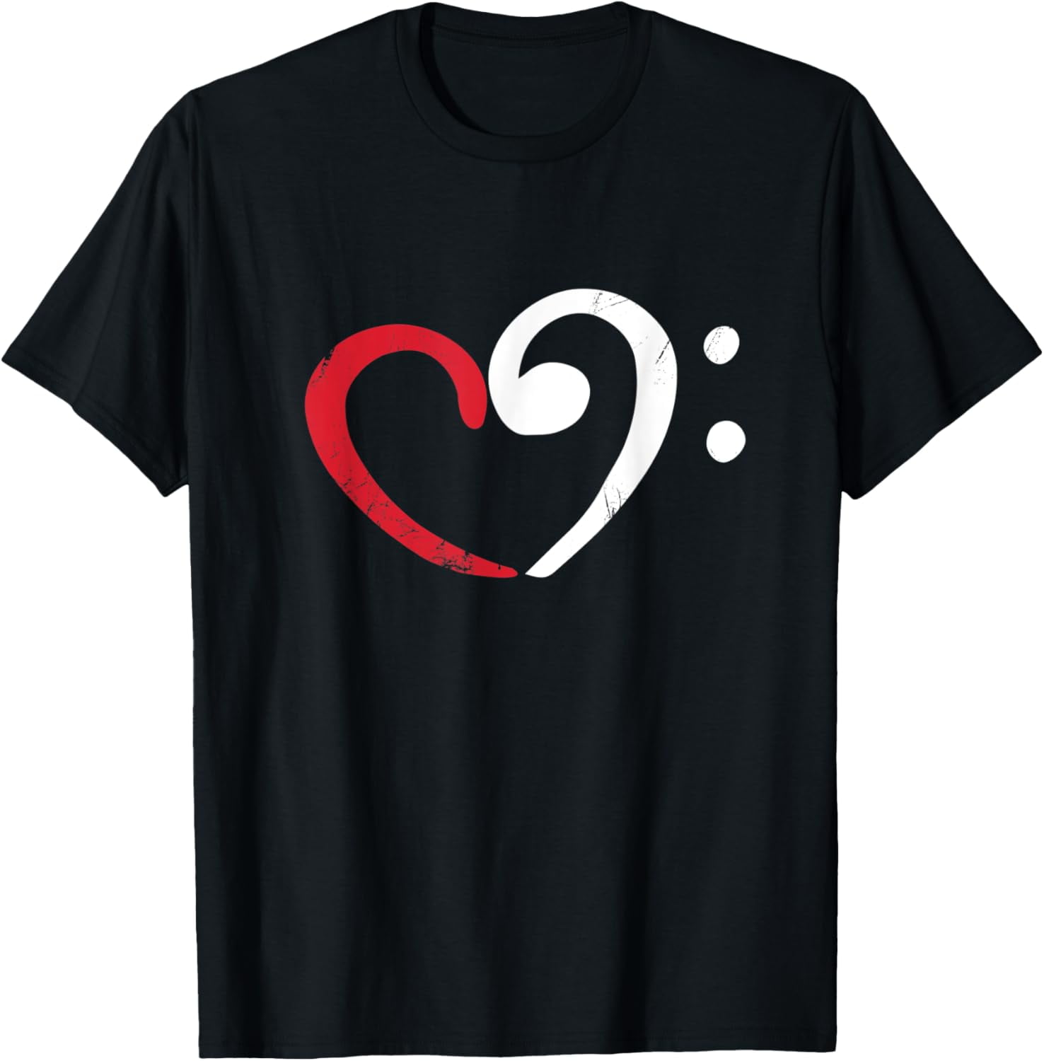 Heart and bass clef music note for bassist and Bass Player T-Shirt ...