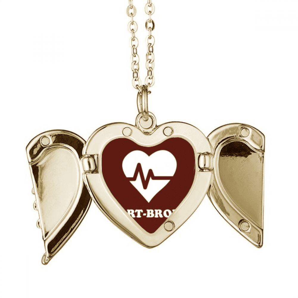 Heart-broken Injury Fluctuation Folded Wings Peach Heart Pendant ...