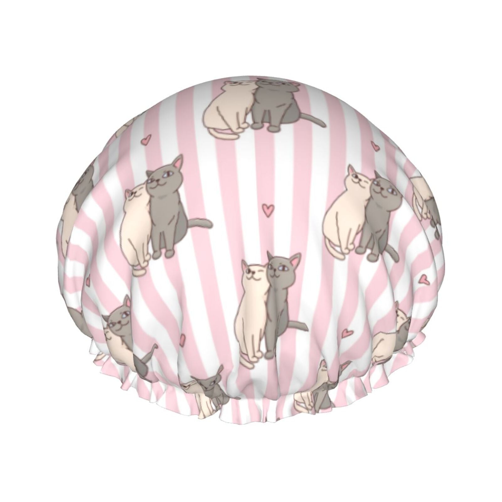 Heart cat Shower Cap, Reusable Bath Hair Hat for all Hair Lengths Hair ...