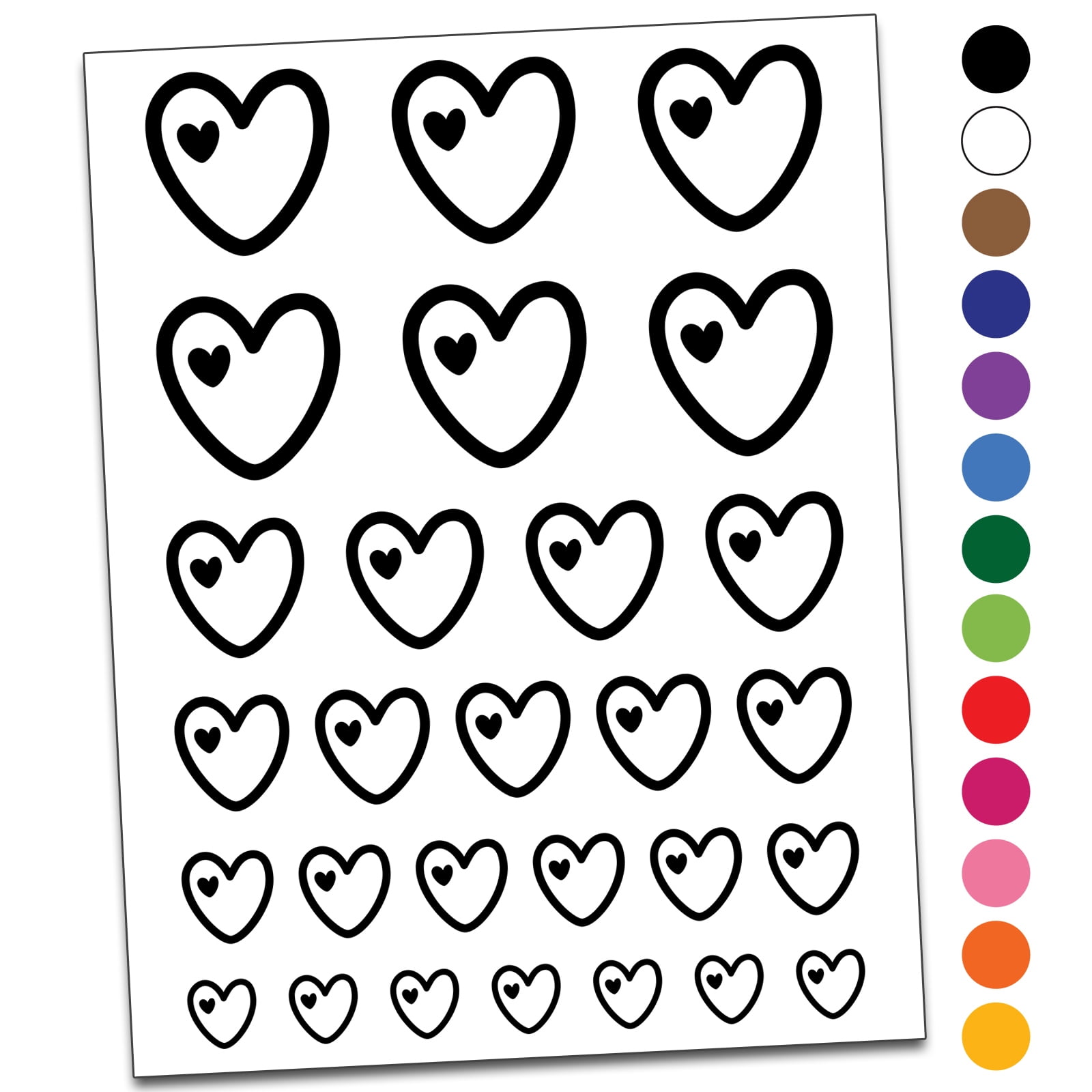 Heart in Heart Love Water Resistant Temporary Tattoo Set Fake Body Art ...