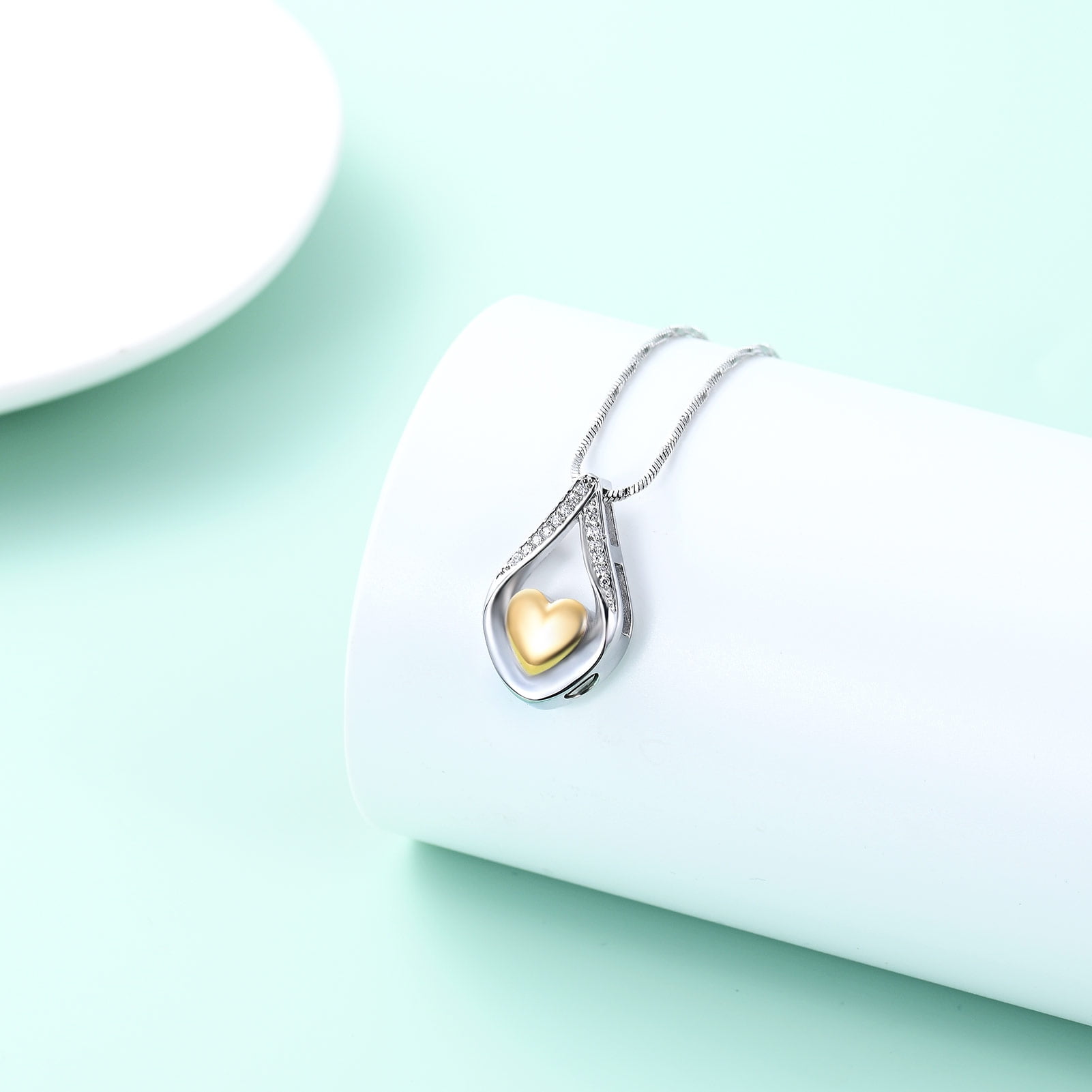 Heart in Teardrop Cremation Jewelry for Ashes Ash Urn Necklace for ...