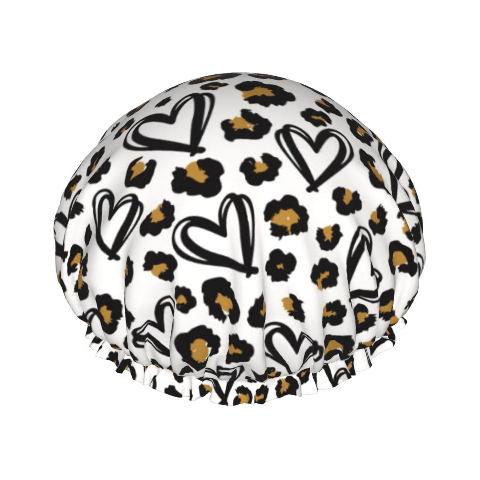Heart leopard print Shower Cap, Reusable Bath Hair Hat for all Hair ...