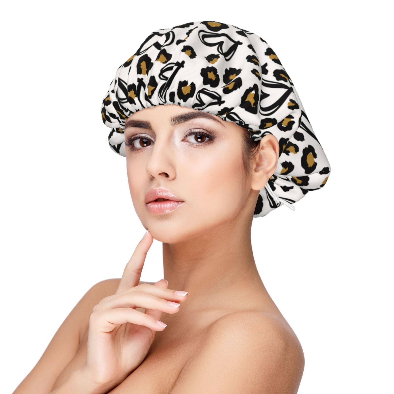 Heart leopard print Silk Bonnet for Sleeping Women Men, Adjustable ...
