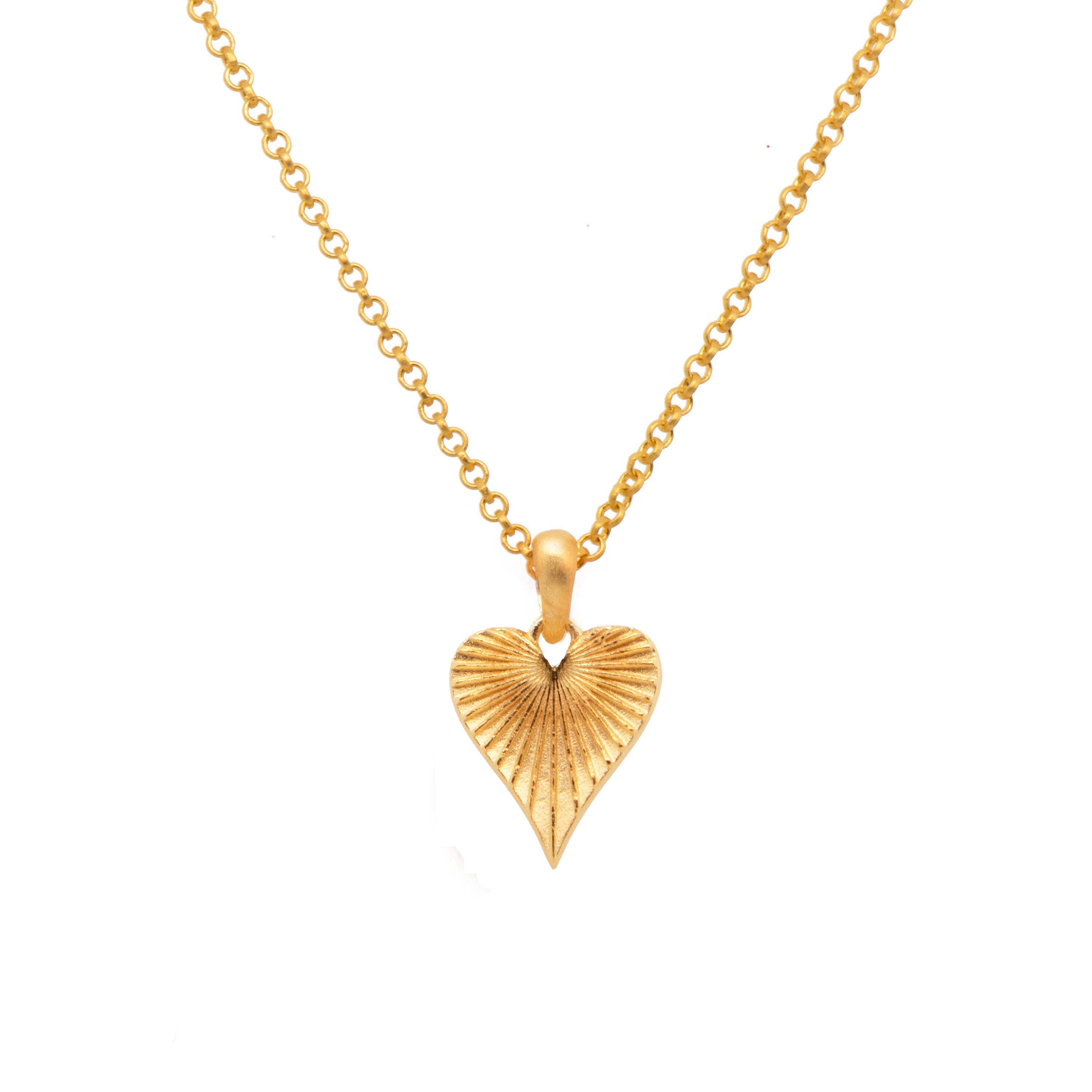 Heart of Joy Engine Turned Pendant Necklace 24K Gold Vermeil - Walmart.com