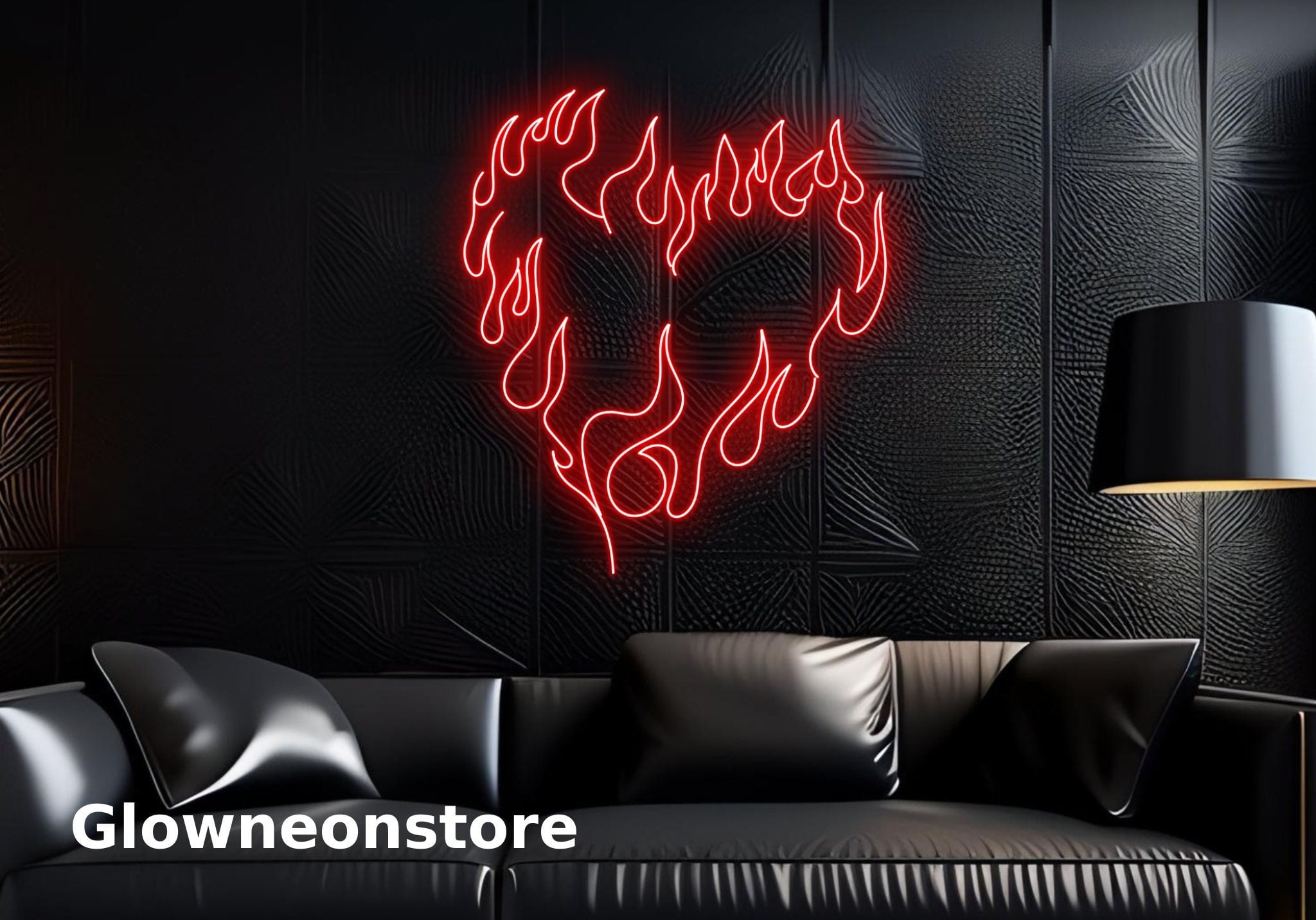 Heart on Fire Neon Sign, Heart on Fire Led Light, Heart on Fire Light ...