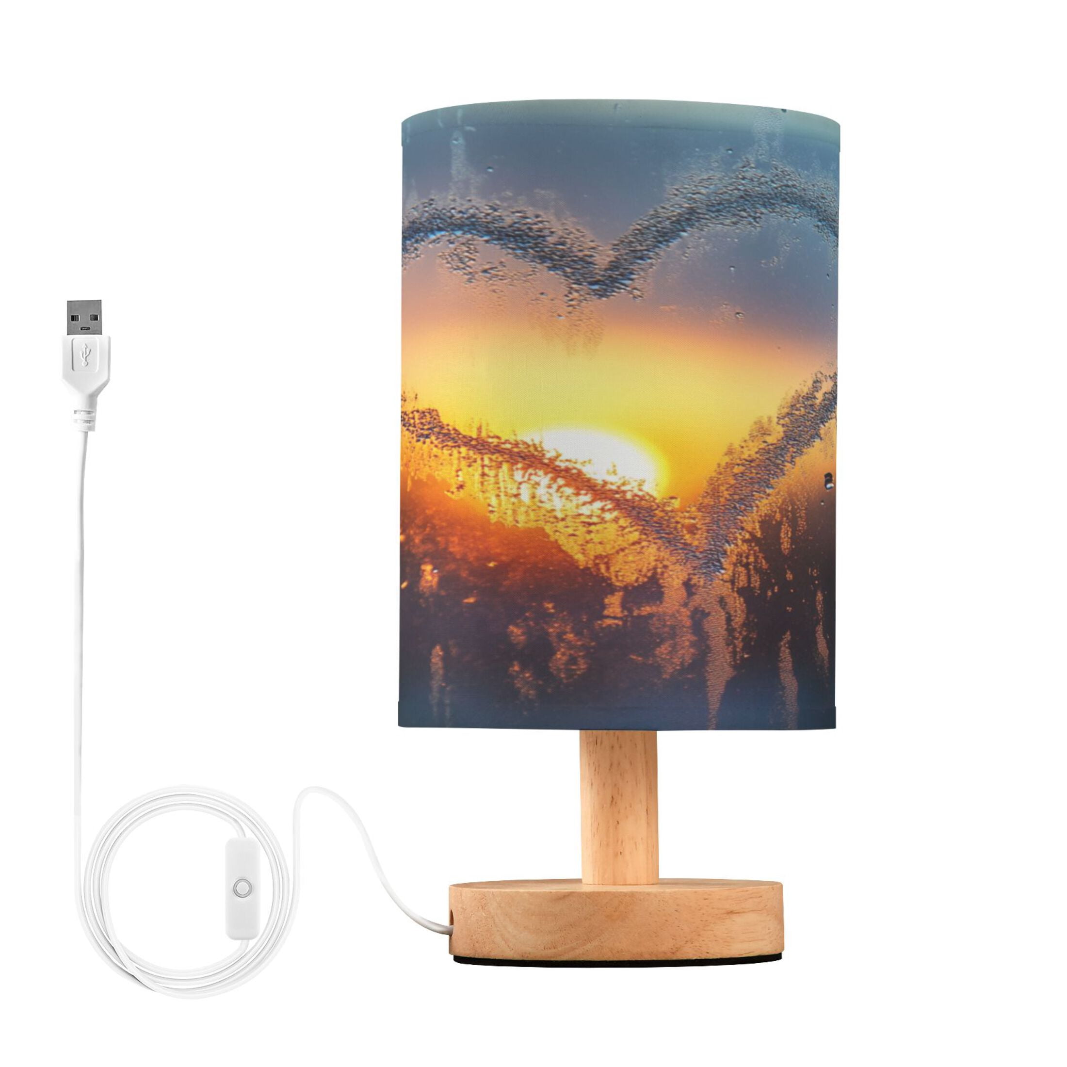 Heart on The Window Small Lamp Printed Gifts Table Lamp USB Bedside ...