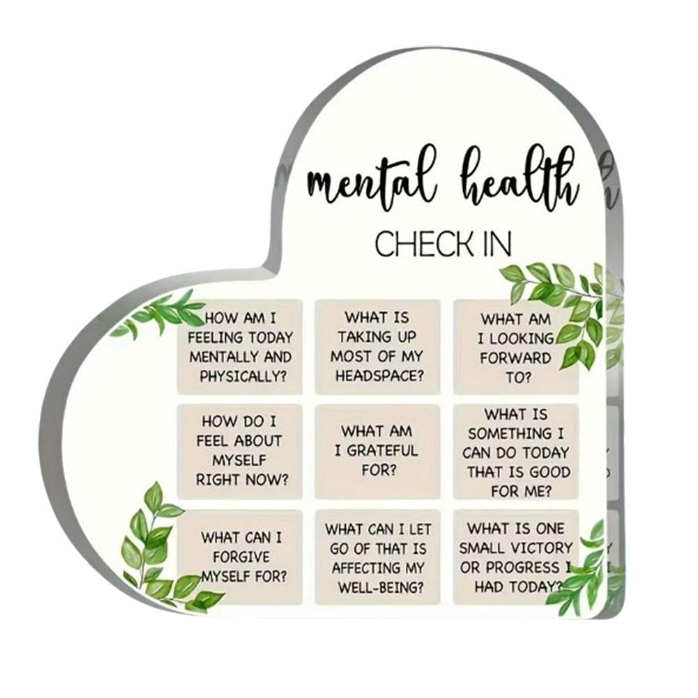 Heart-shaped Acrylic Signs & Plaques, Mental Health Affirmation Heart ...