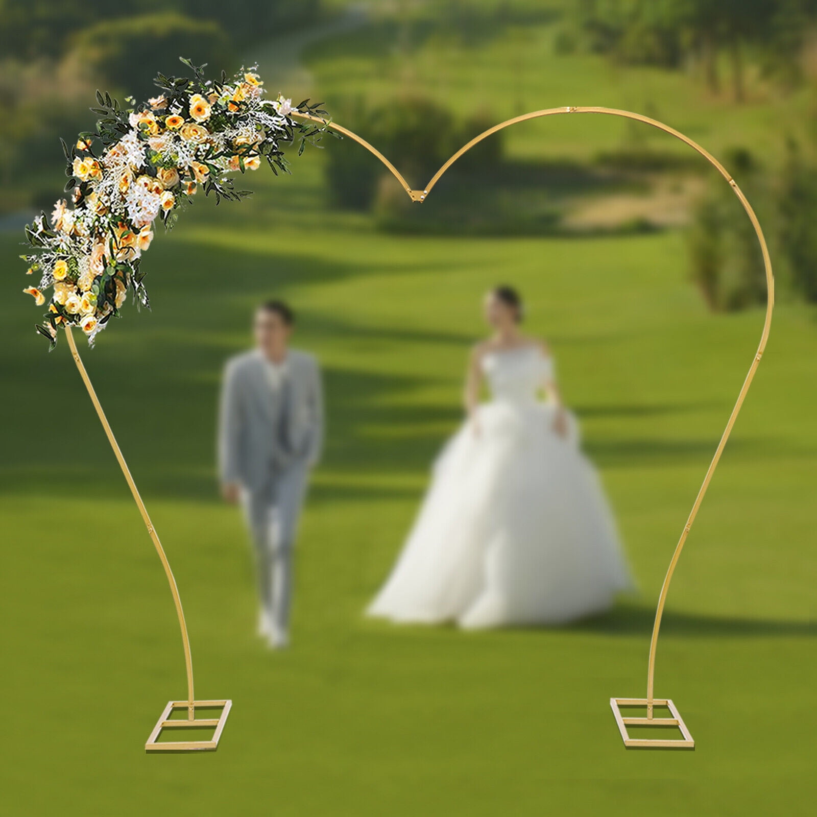Heart-shaped Balloon Arch Rack Flower Backdrop Stand Wedding Decor Gold ...