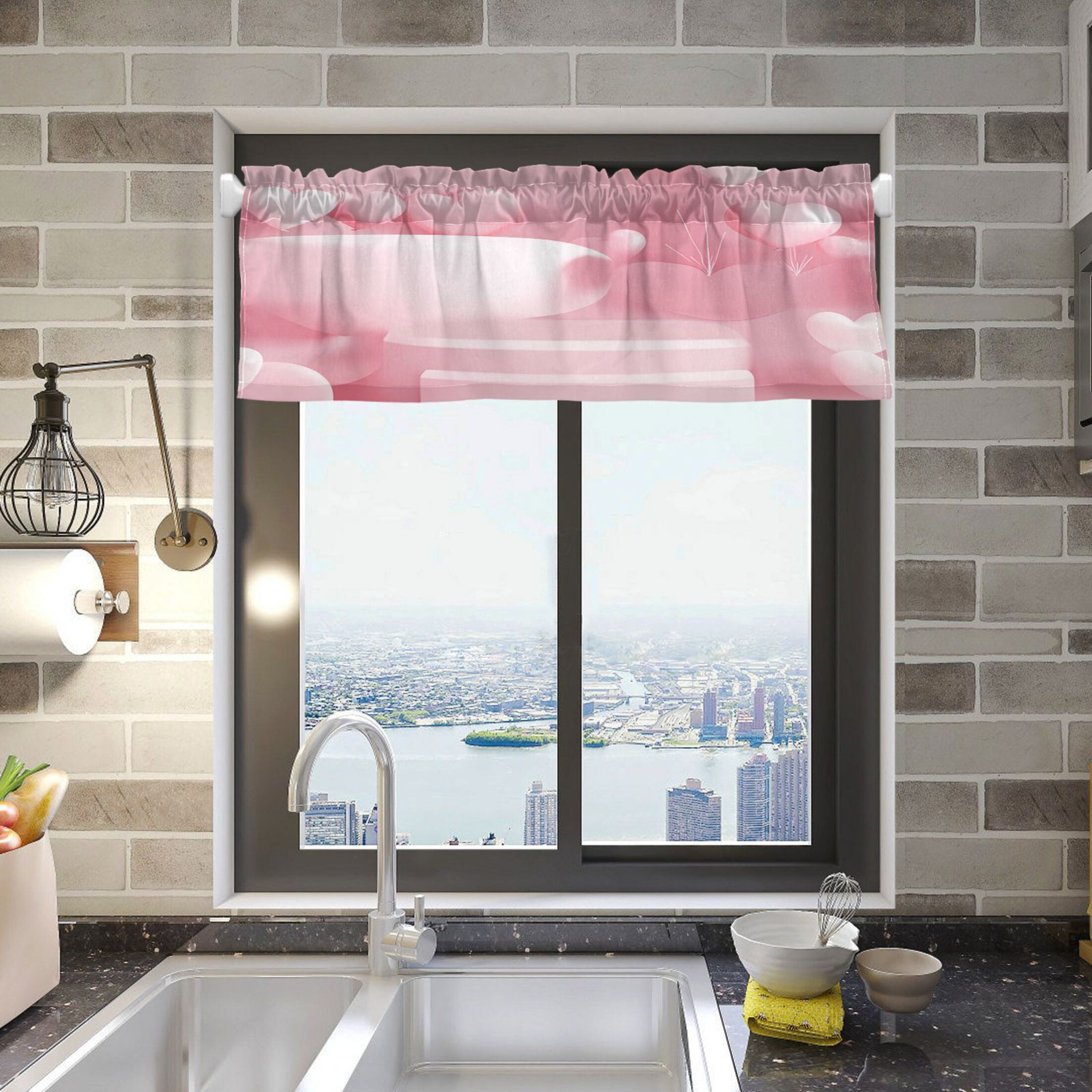 Heart-shaped Balloons Curtain Valances Window Treatment Rod Pocket ...