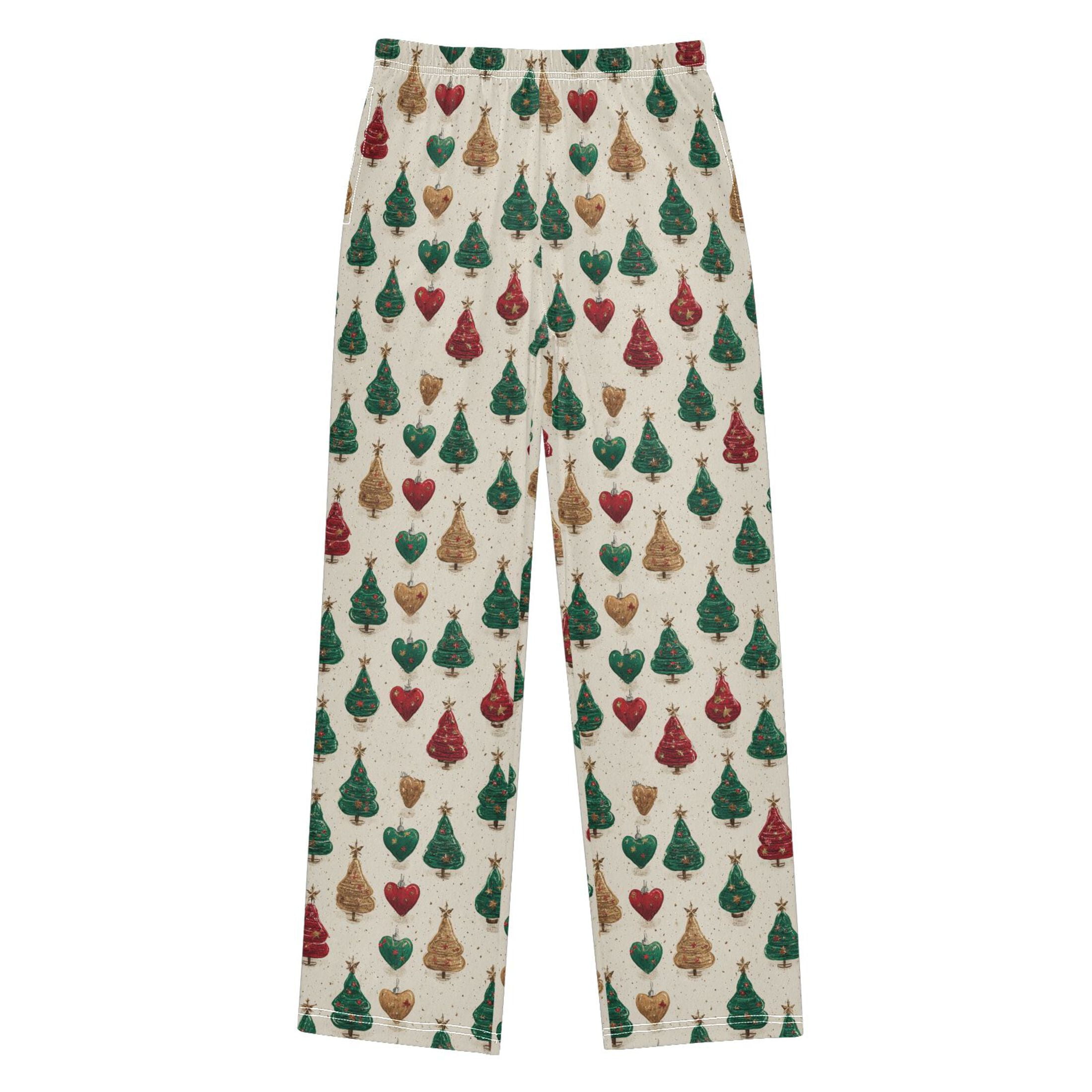 Heart-shaped Christmas Lights Pajama Pants Soft and Lightweight Elastic ...