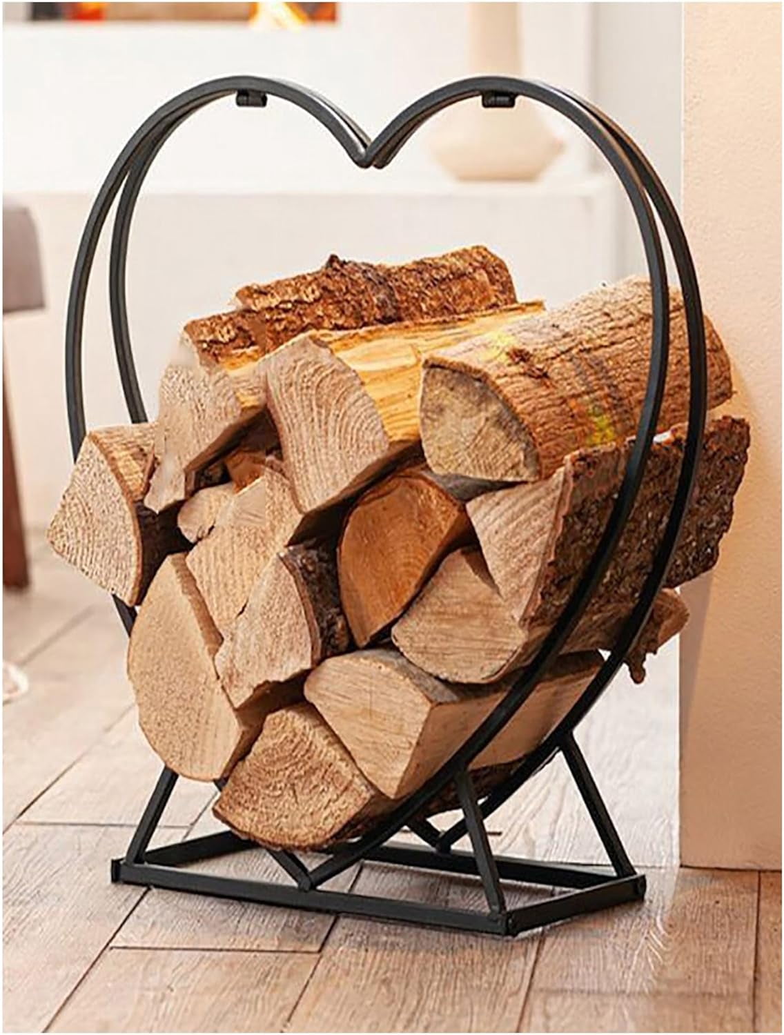 Heart-shaped Log Hoop Storage Holder, Heavy Duty Steel Wood Stacker for ...