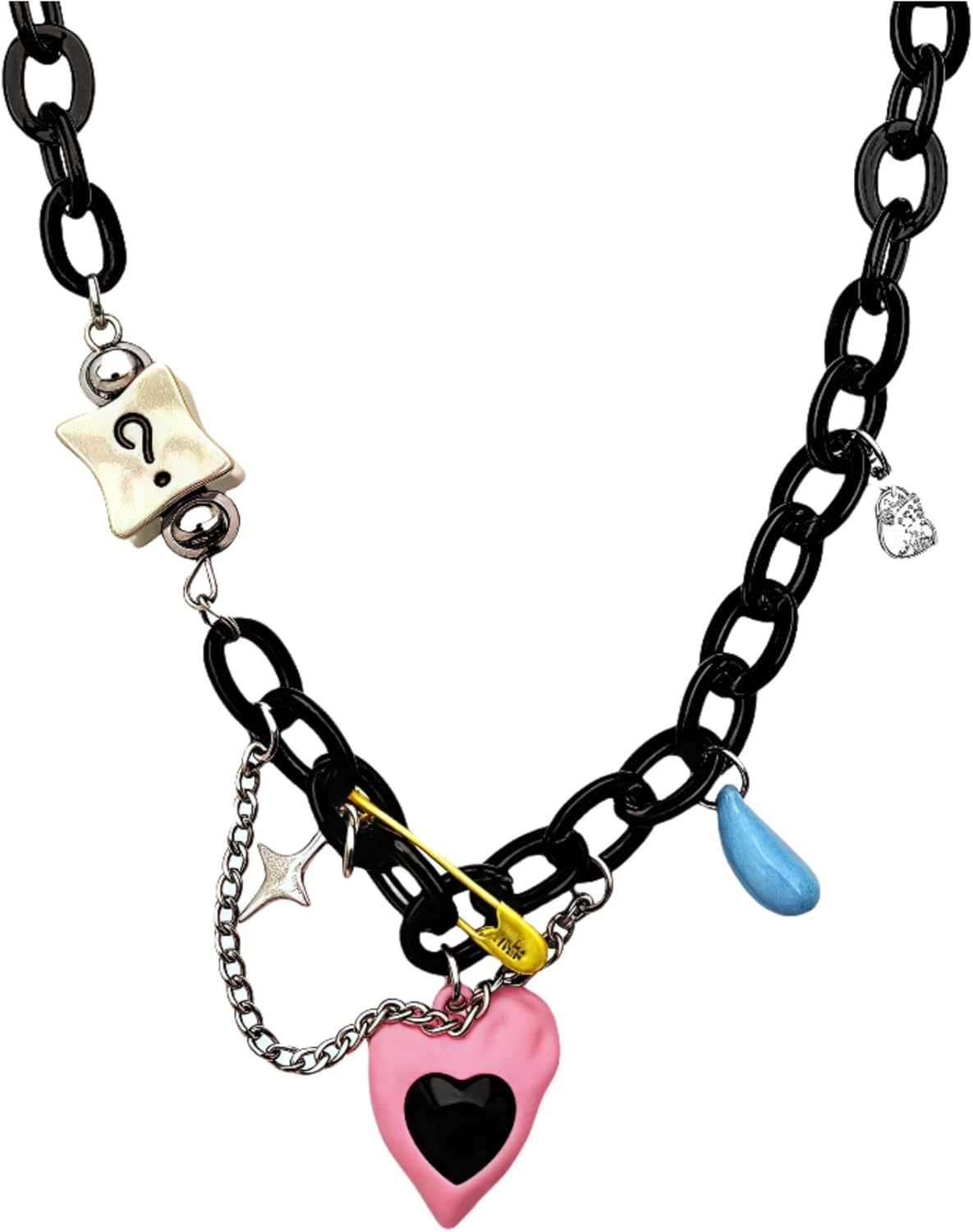 Heart-shaped Premium Y2K Women—Goth Pink Pro Safety Pin with Black ...