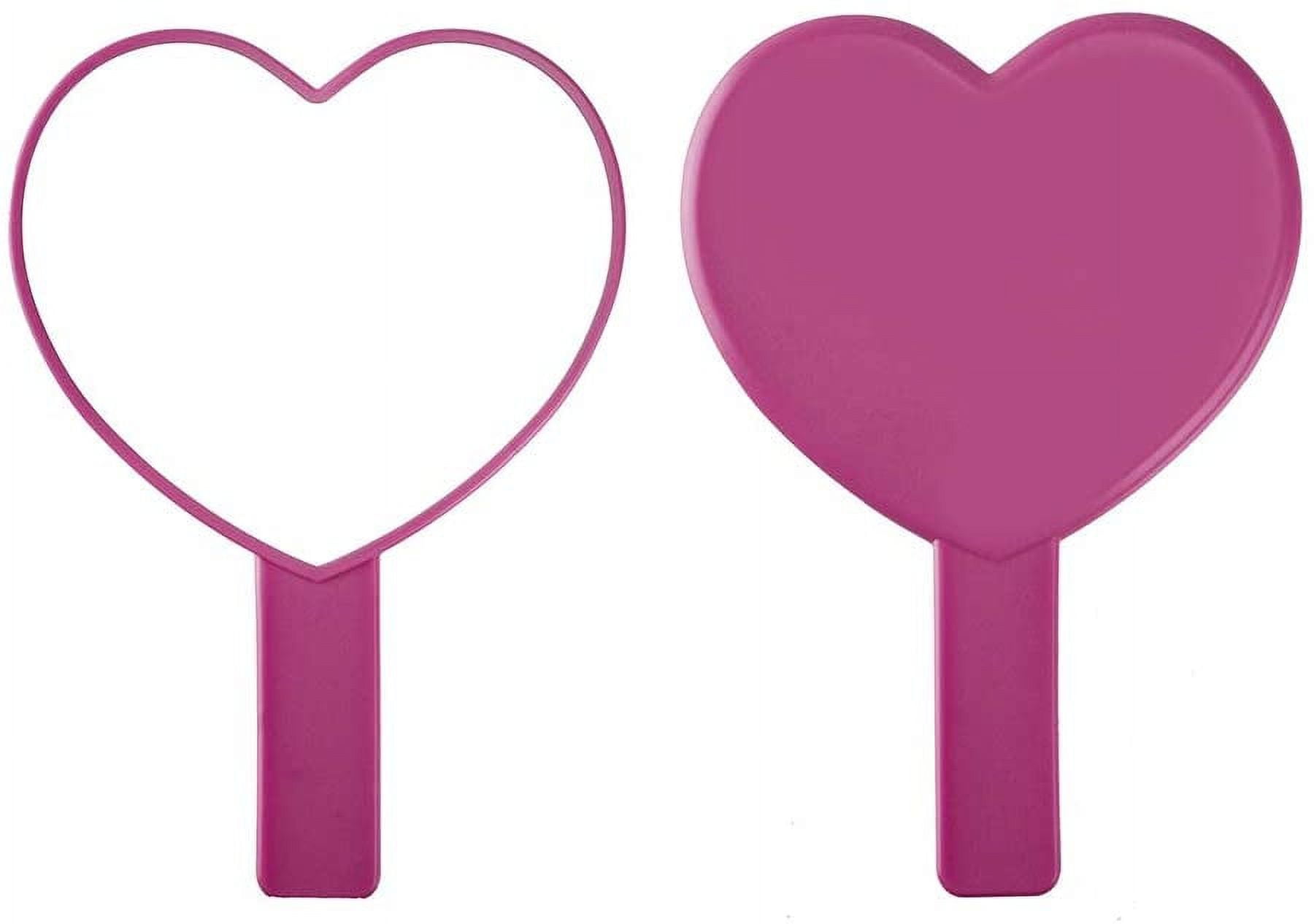 Heart-shaped make-up hand mirror, travel hand mirror, rose red ...