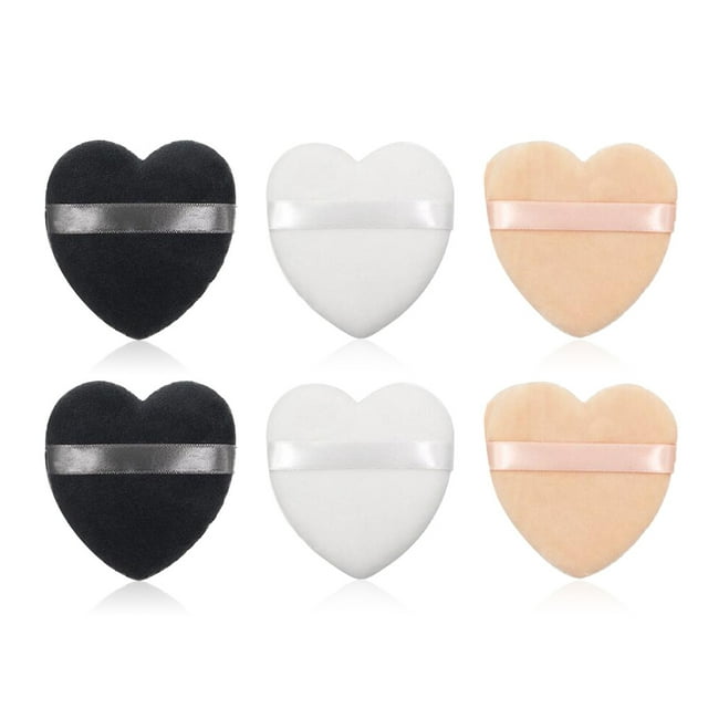 Heart-shaped makeup sponge, ribbon fiber cotton makeup sponge, 6 pieces ...