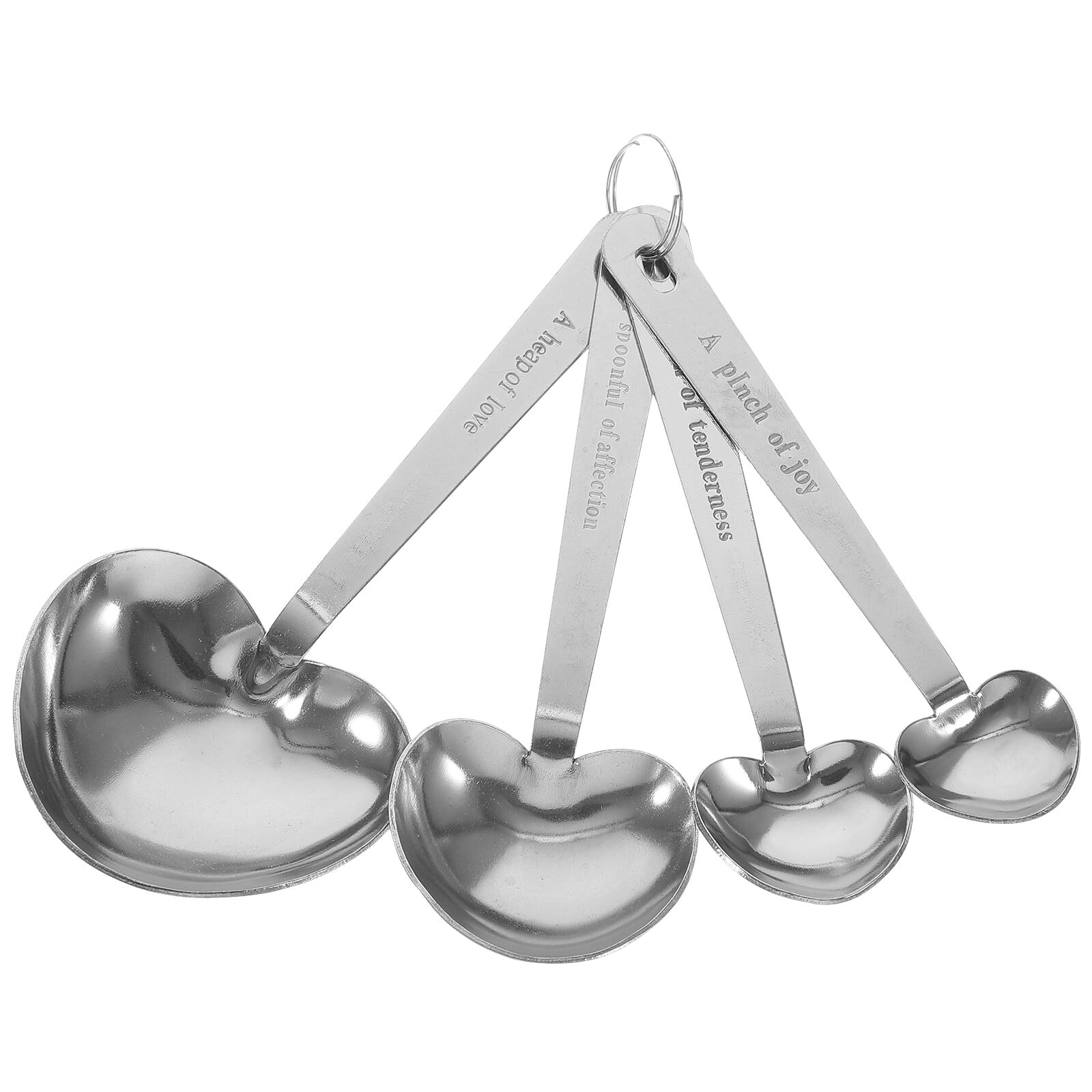 Heart shaped measuring cups 4pcs Stainless Steel Measuring Spoons ...