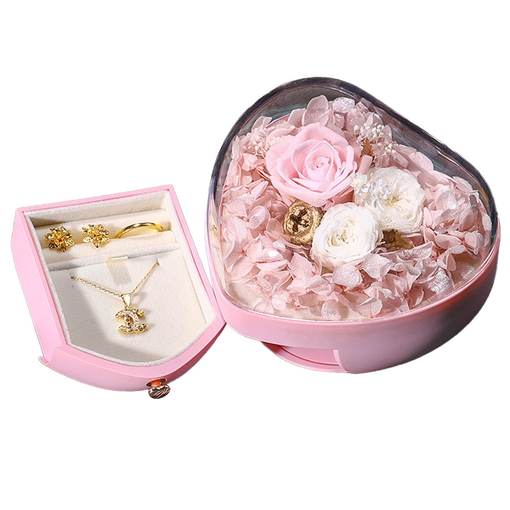 Heart-shaped rose eternal flower ring box-wedding gift diamond ring ...