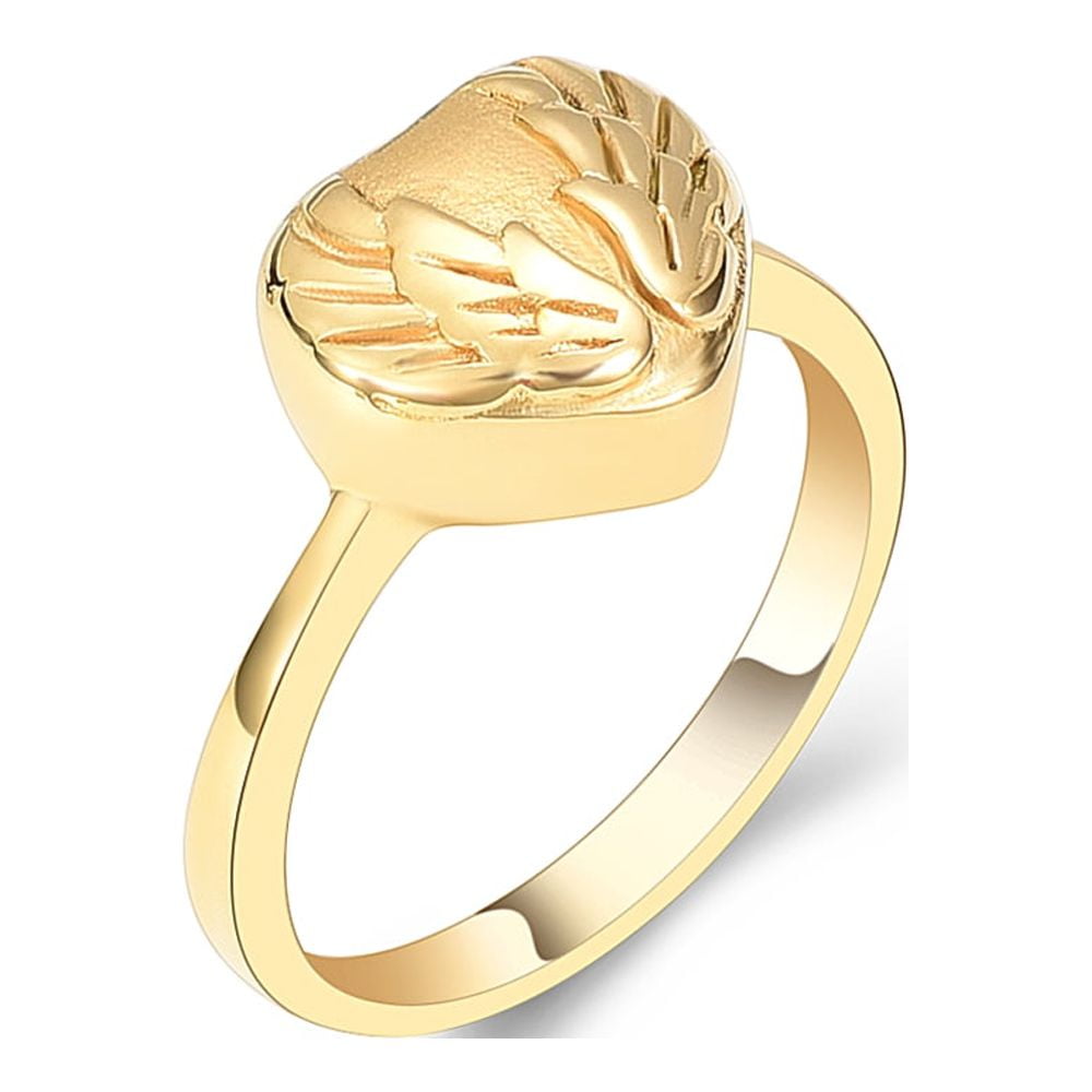 Heart with Angel Wing Print Stainless Steel Women Ring Keepsake ...