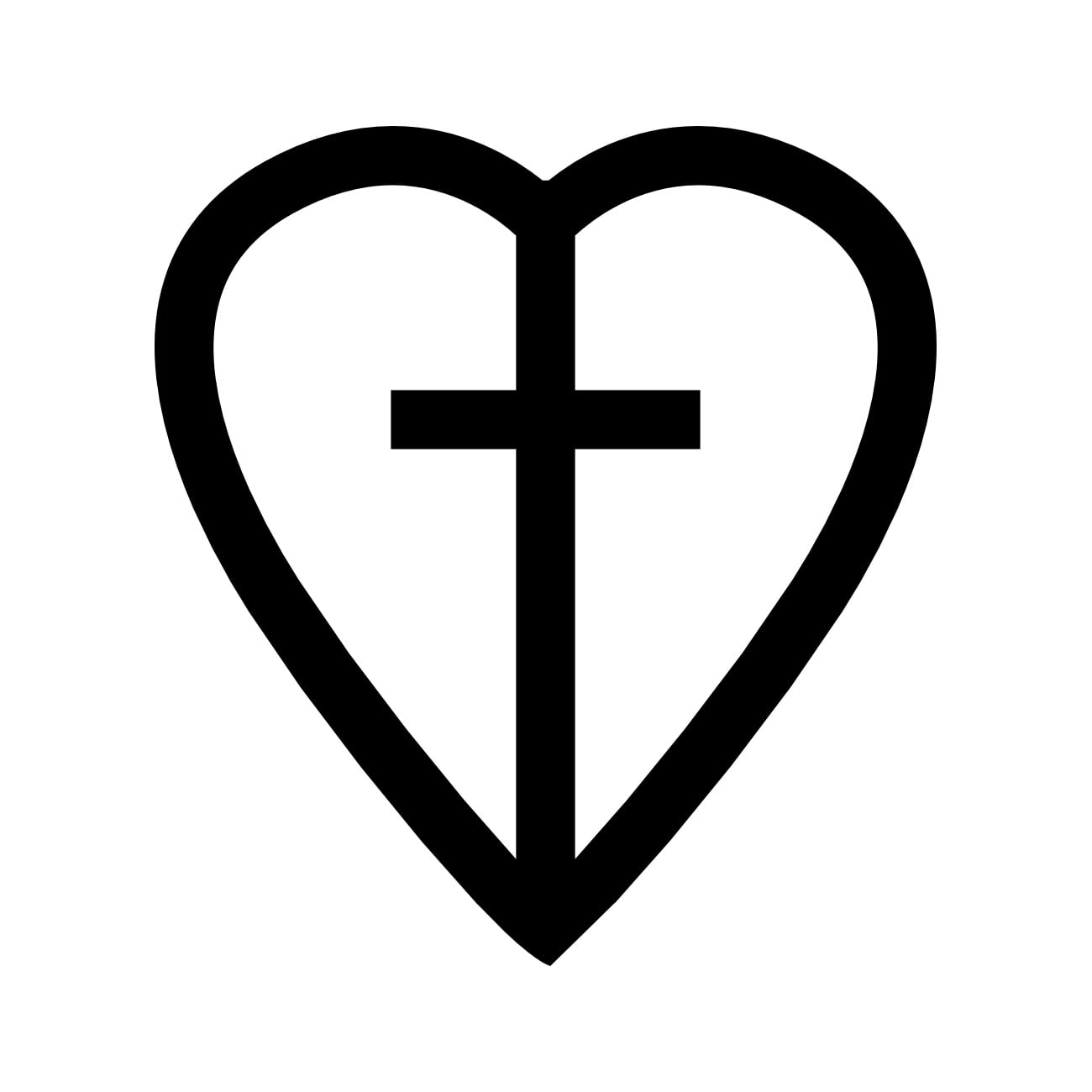 Heart with Cross Sticker Decal Die Cut - Self Adhesive Vinyl ...
