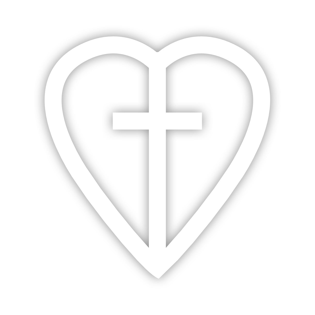 Heart with Cross Sticker Decal Die Cut - Self Adhesive Vinyl ...
