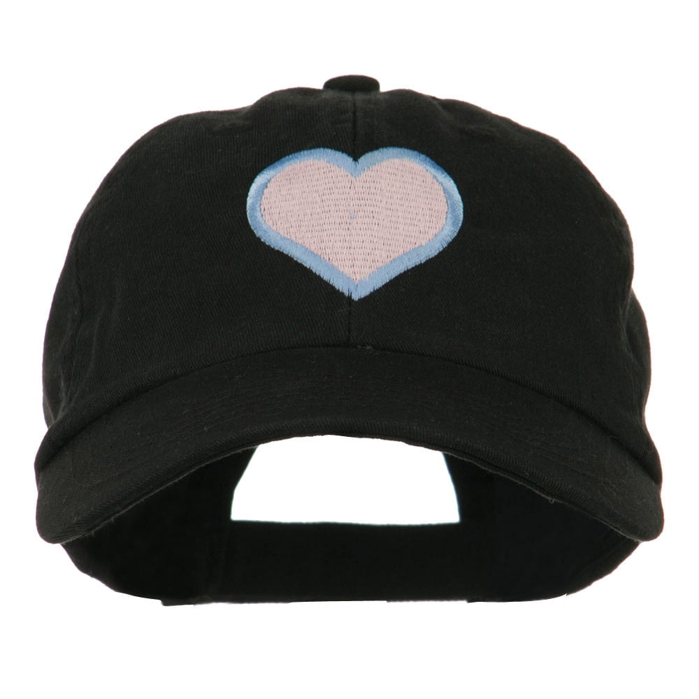 Heart with Outline Embroidered Cap - Black OSFM - Walmart.com